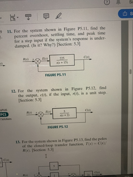 Solved 山S 冏 9 11. For the system shown in Figure P5.11, find | Chegg.com