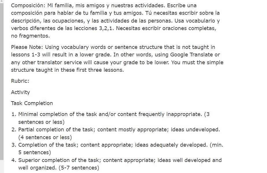 Composición: Mi familia, mis amigos y nuestras | Chegg.com