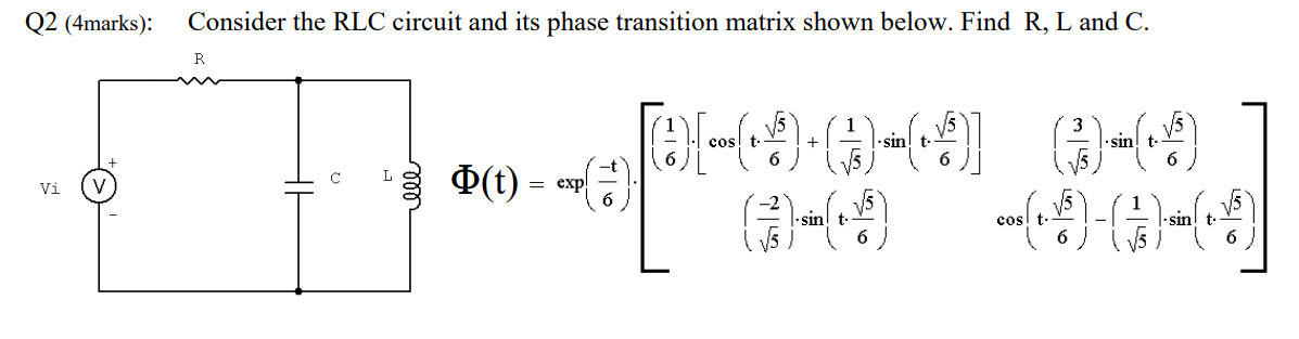 Solved Q2 (4marks): Consider the RLC circuit and its phase | Chegg.com