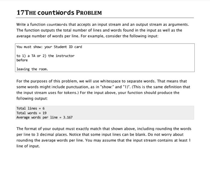 17THE countWords PROBLEM Write a function countWords | Chegg.com