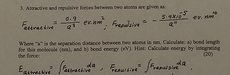 Solved 3. Attractive and repulsive forces between two atoms | Chegg.com