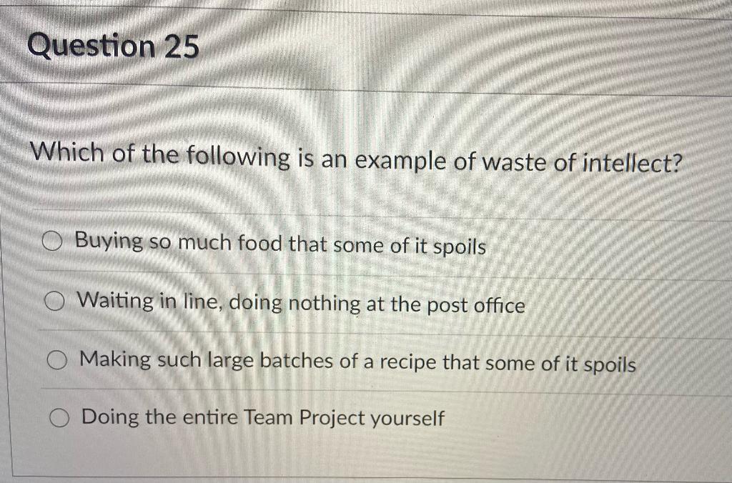 Solved Question 25 Which of the following is an example of | Chegg.com
