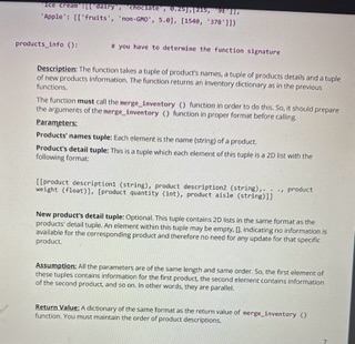 Solved Description: Parameters: 5 prosect alile (arine)l, | Chegg.com