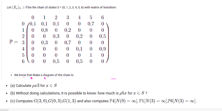 Let (X.). O be the chain of states S = | Chegg.com