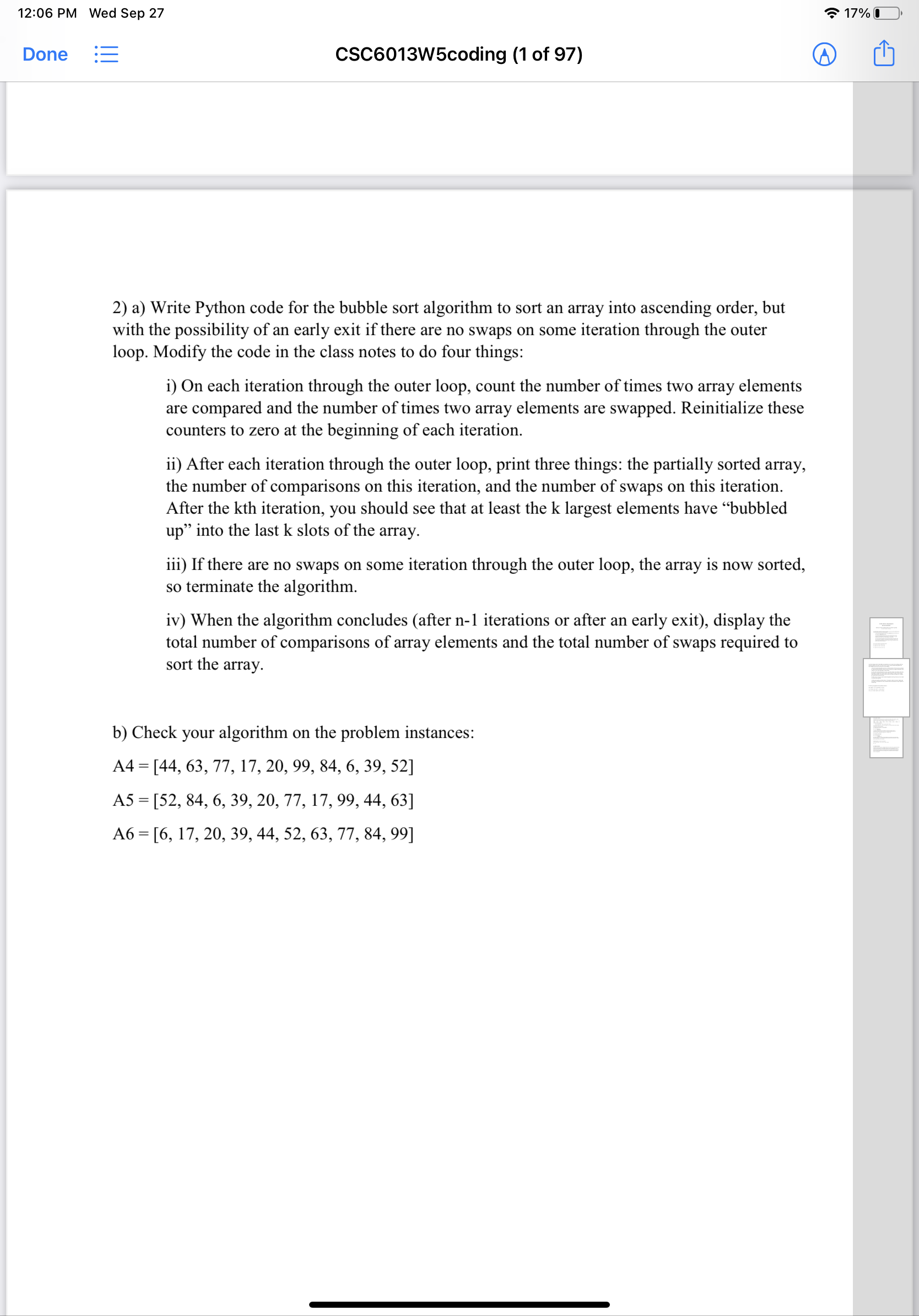 Solved 2) a) Write Python code for the bubble sort algorithm | Chegg.com