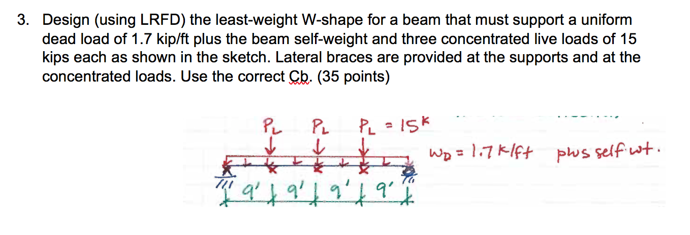 Solved 3. Design (using LRFD) the least-weight W-shape for a | Chegg.com