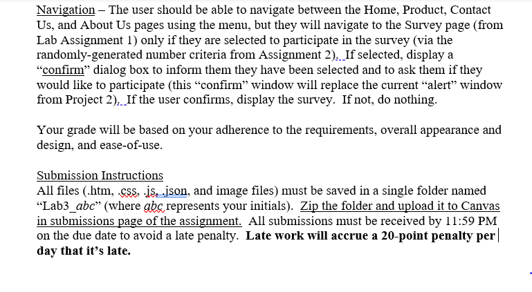 Assignment #3 Create three new web pages and two JSON | Chegg.com