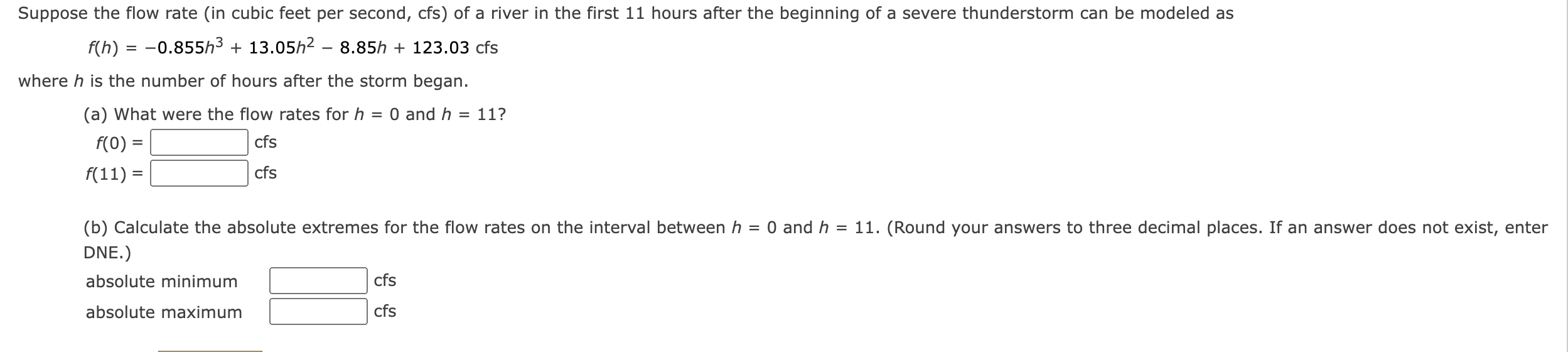 Solved Suppose the flow rate (in cubic feet per second, cfs) | Chegg.com