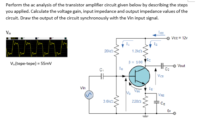 Perform the ac analysis of the transistor amplifier | Chegg.com