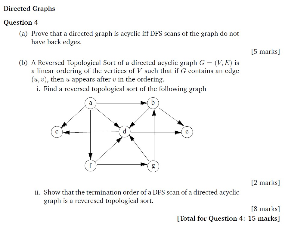 Directed Graphs Question 4 (a) Prove that a directed | Chegg.com