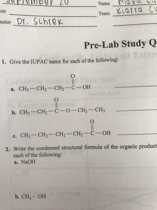 Solved Team Kiarra cu on uctor Dr SChrek Pre-Lab Study Q 1. | Chegg.com