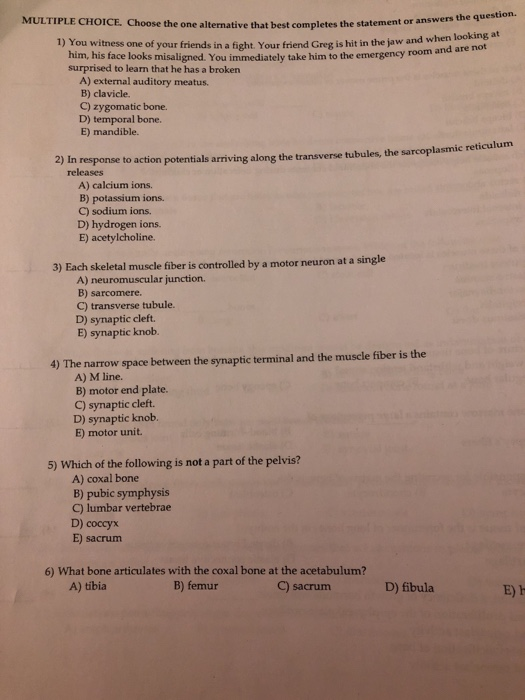 Solved the question. MULTIPLE CHOICE. Choose the one | Chegg.com