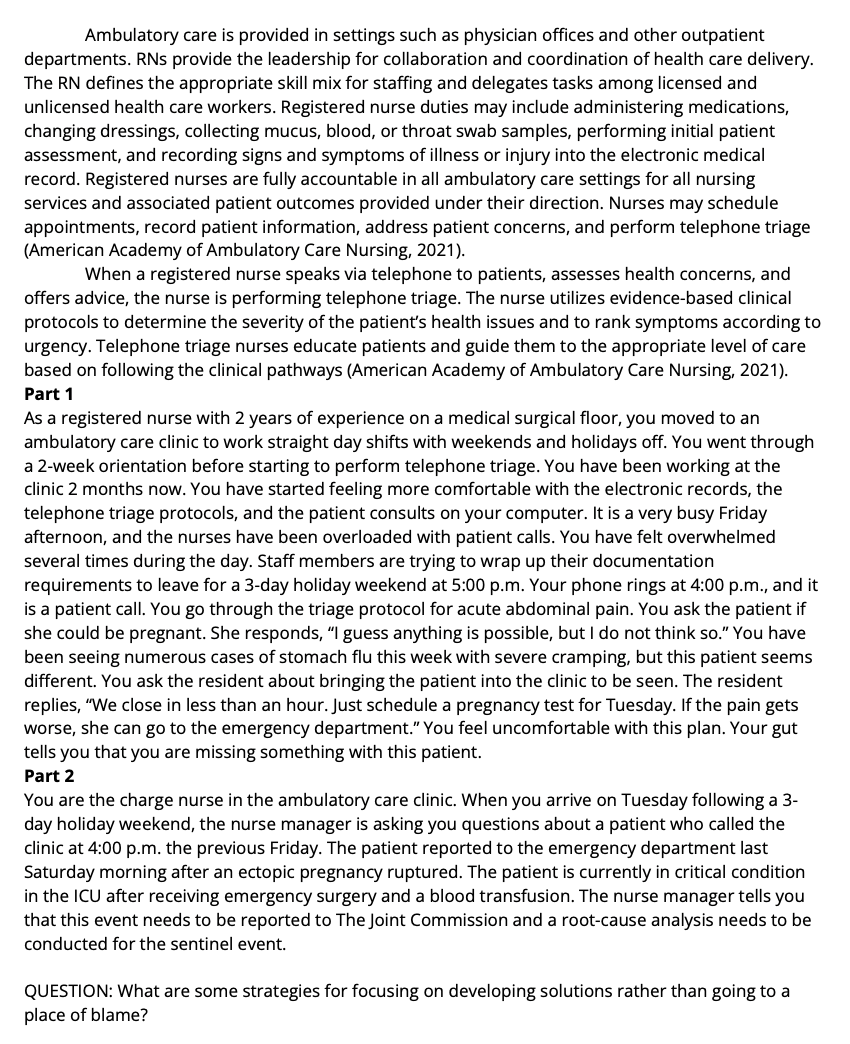 Solved Ambulatory care is provided in settings such as | Chegg.com