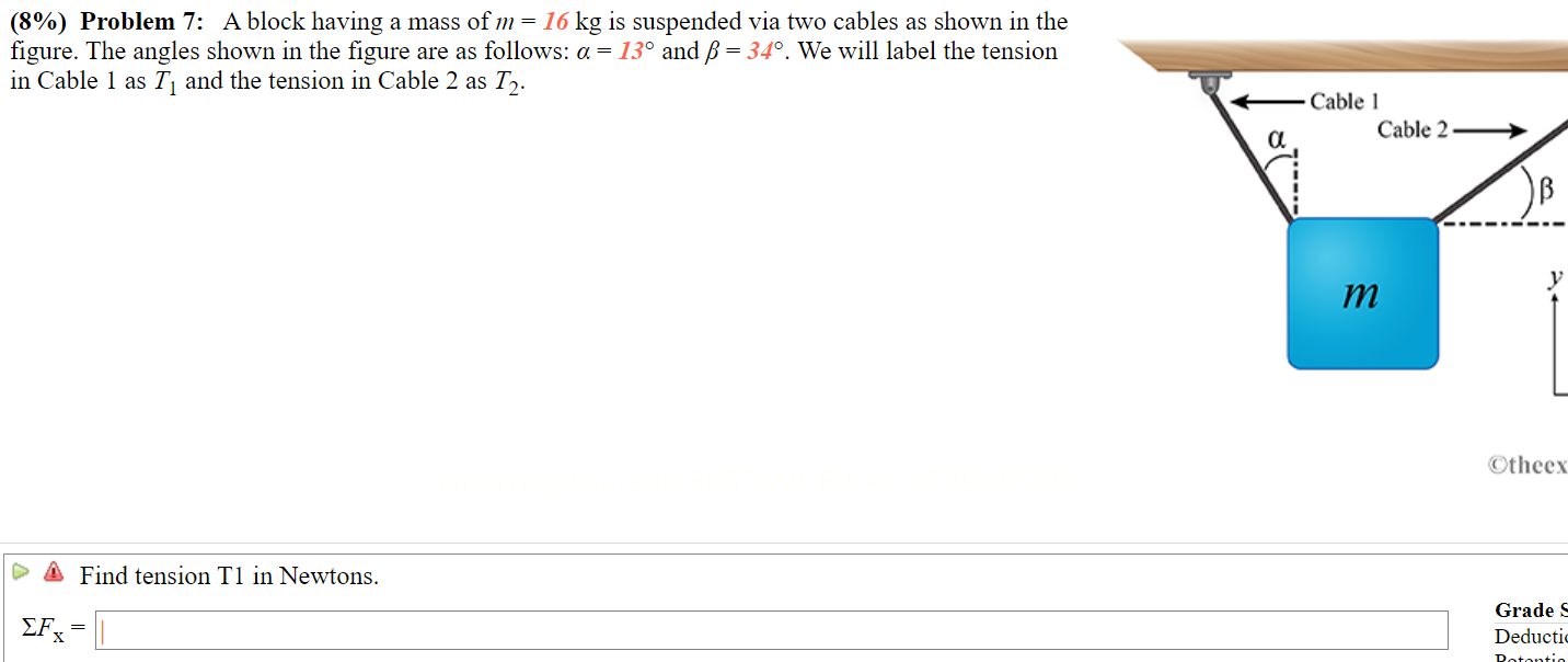 Solved (8%) Problem 7: A block having a mass of m= 16 kg is | Chegg.com