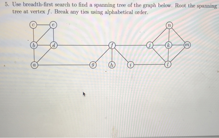 Solved 5. Use breadth-first search to find a spanning tree | Chegg.com