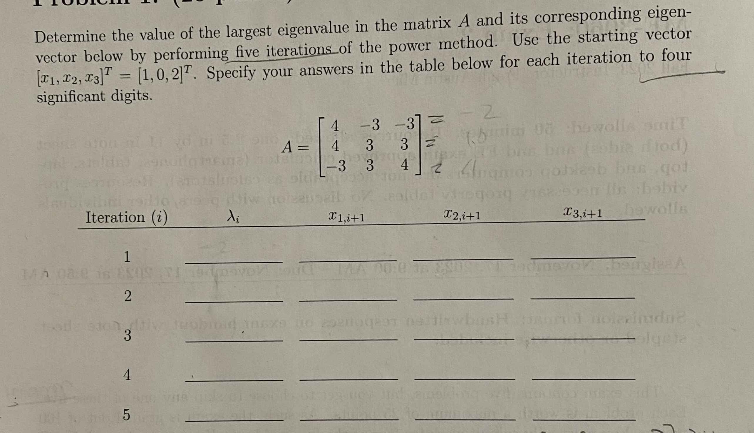 Solved Determine the value of the largest eigenvalue in the | Chegg.com