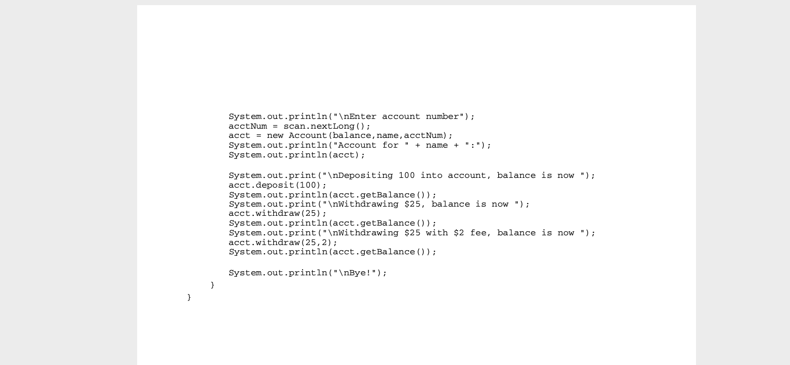 Solved A Flexible Account Class File Account.java contains a | Chegg.com