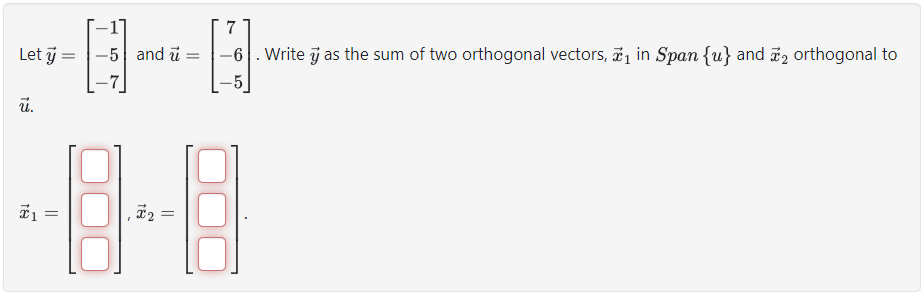 Solved Let \\( \\vec{y}=\\left[\\begin{array}{l}-1 \\\\ -5 | Chegg.com