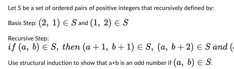 Solved Let S be a set of ordered pairs of positive integers | Chegg.com