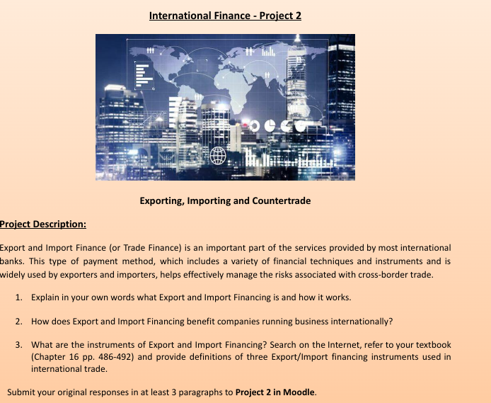 Solved International Finance - Project 2 Exporting, | Chegg.com