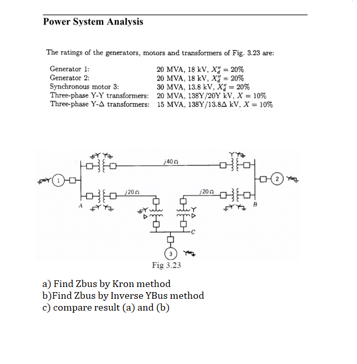 Solved Power System Analysis The ratings of the generators, | Chegg.com