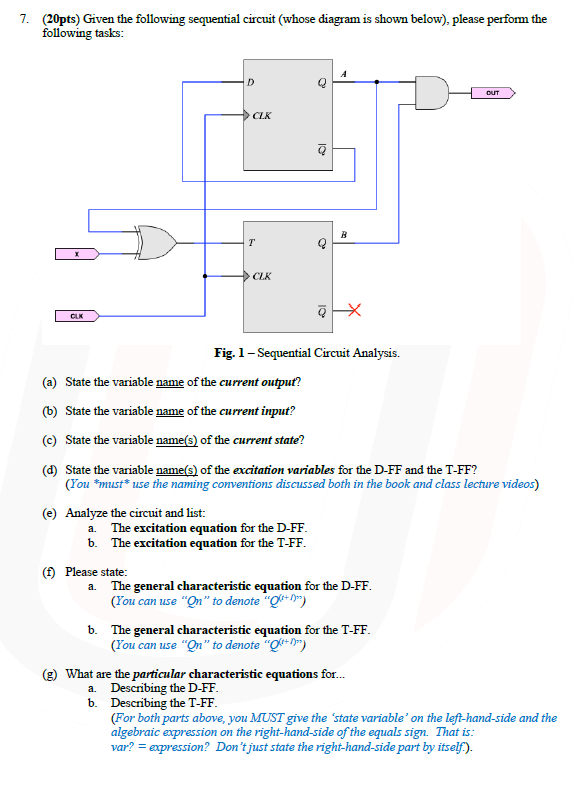 Solved 7. (20pts) Given the following sequential circuit | Chegg.com