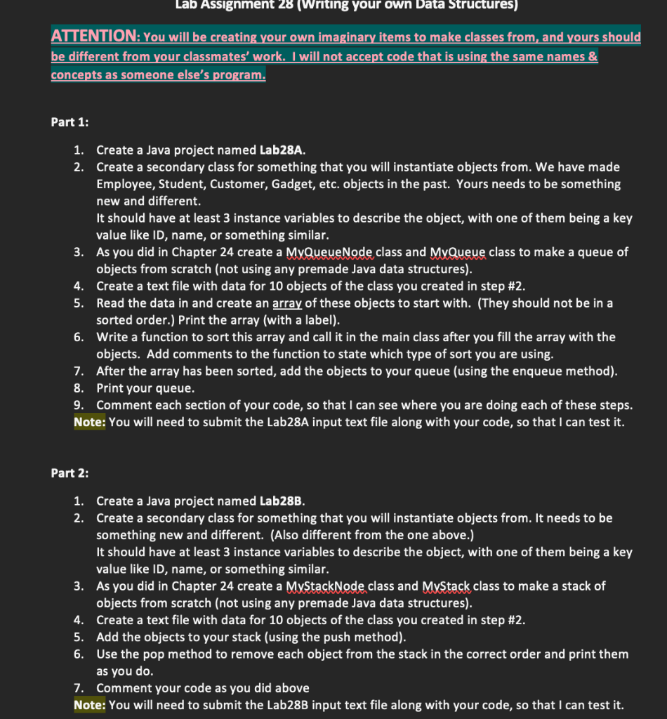 Solved Lab Assignment 28 (Writing your own Data Structures) | Chegg.com