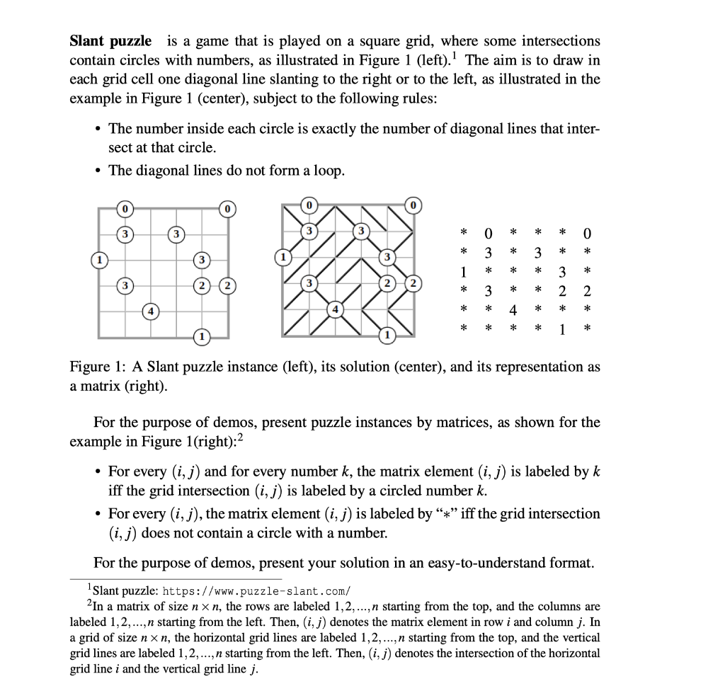 Solved 1. (20 points) Model the Slant puzzle as a Constraint | Chegg.com