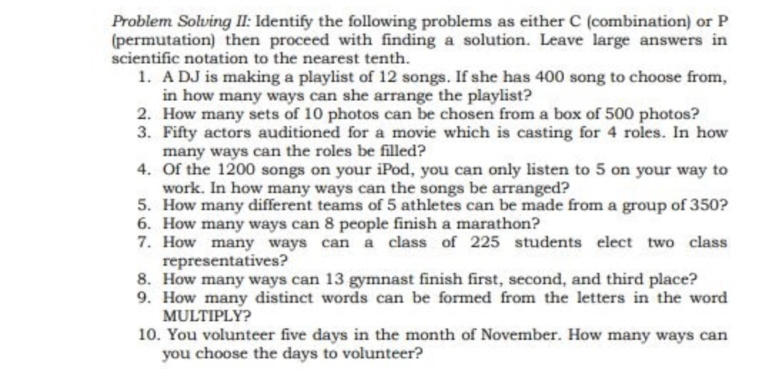Solved Problem Solving II: Identify the following problems | Chegg.com