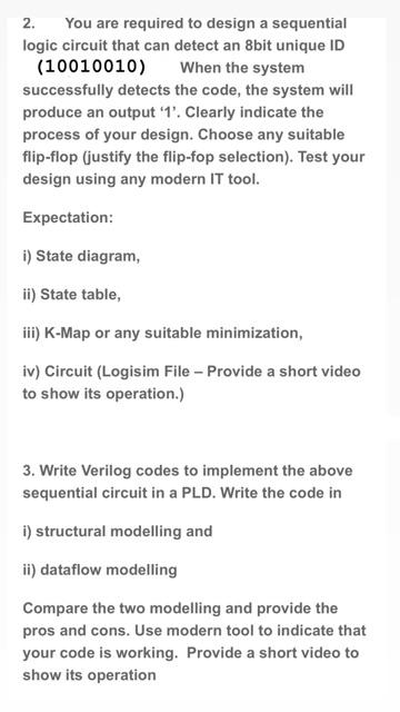 Solved 2. You are required to design a sequential logic | Chegg.com