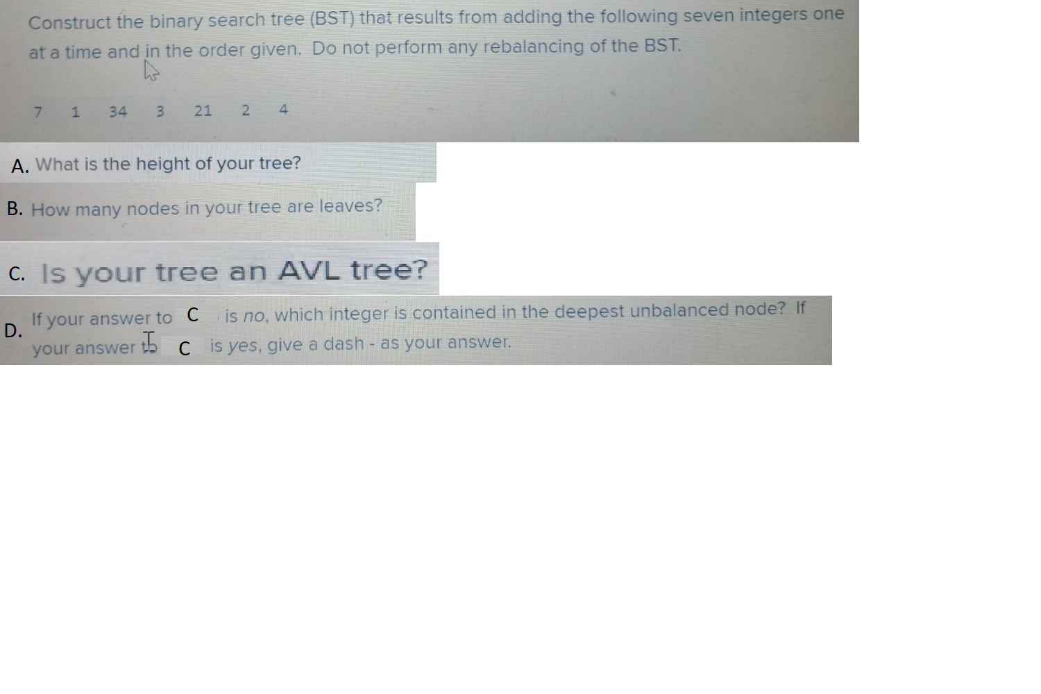 Solved Construct The Binary Search Tree Bst That Results 6894