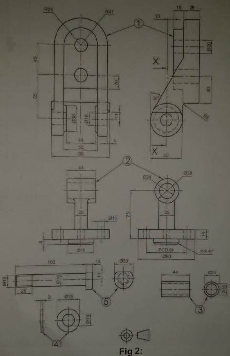 Fig 2 shows the primary views of the components of a | Chegg.com
