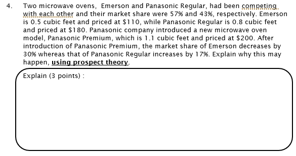 Solved Two microwave ovens, Emerson and Panasonic Regular, | Chegg.com