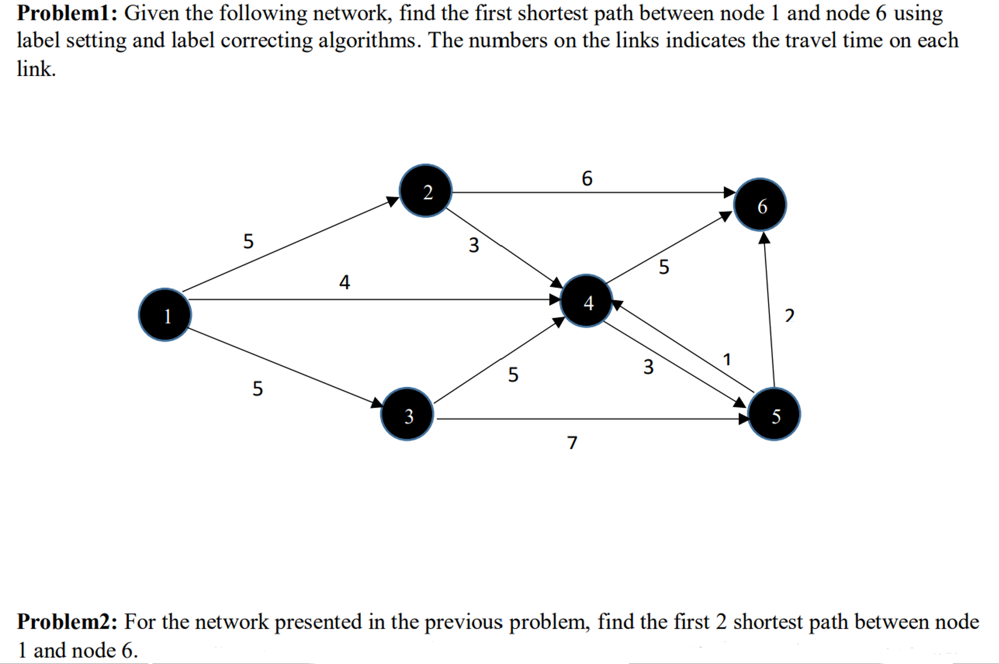 Solved Problem1: Given the following network, find the first | Chegg.com
