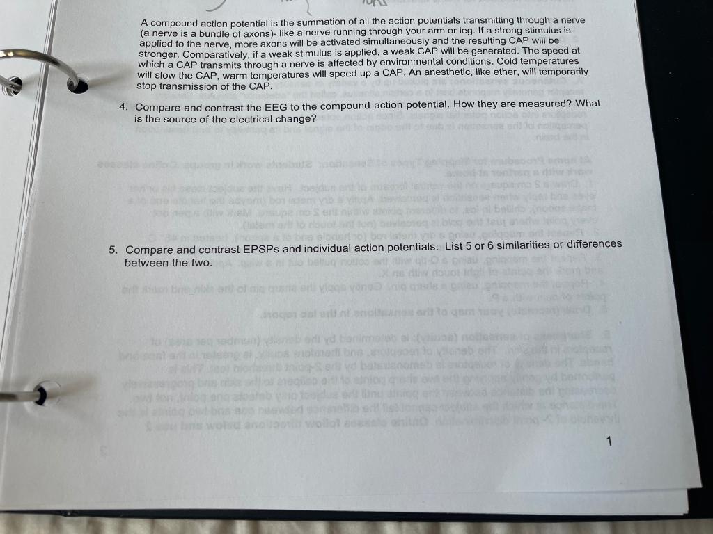 Solved A compound action potential is the summation of all | Chegg.com