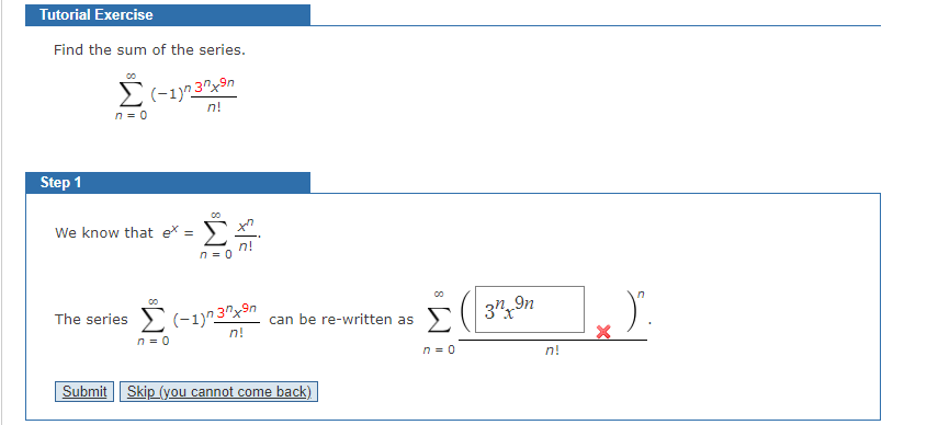 Solved Tutorial Exercise Find the sum of the series. 00 (-1) | Chegg.com