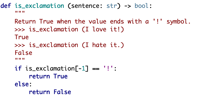 Solved ef is_exclamation (sentence: str) > bool: """ Return | Chegg.com