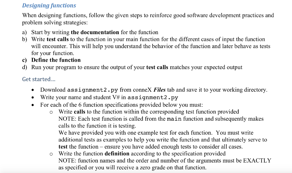Solved Designing functions When designing functions, follow | Chegg.com