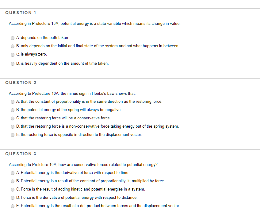 Solved QUESTION 1 According in Prelecture 10A, potential | Chegg.com