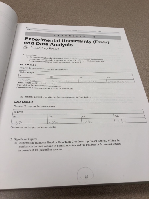 exPERIMENT Experimental Uncertainty (Error) and Data | Chegg.com