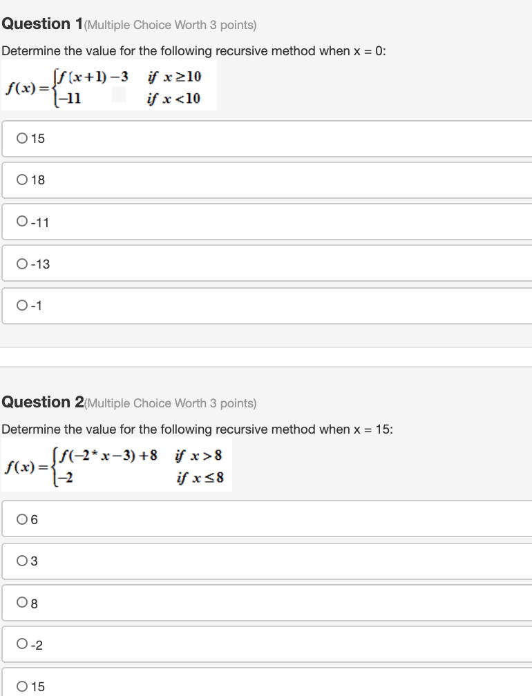 Solved Question 1(Multiple Choice Worth 3 points) Determine | Chegg.com