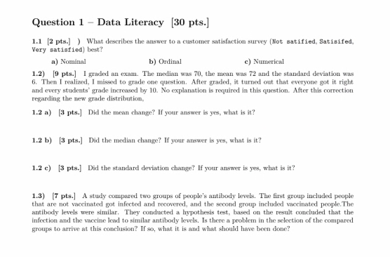 Solved Question 1 Data Literacy (30 pts.] 1.1 (2 pts.) ) | Chegg.com