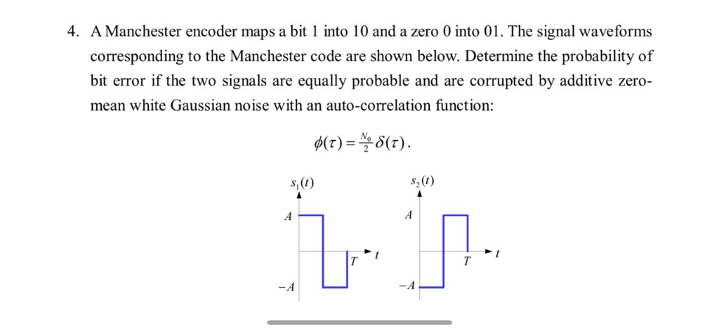 Solved 4. A Manchester encoder maps a bit 1 into 10 and a | Chegg.com