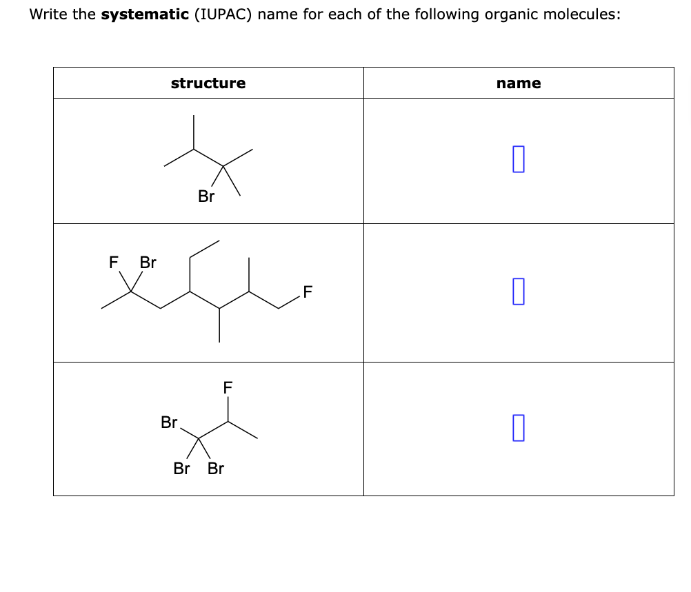 Solved Write the systematic (IUPAC) name for each of the | Chegg.com