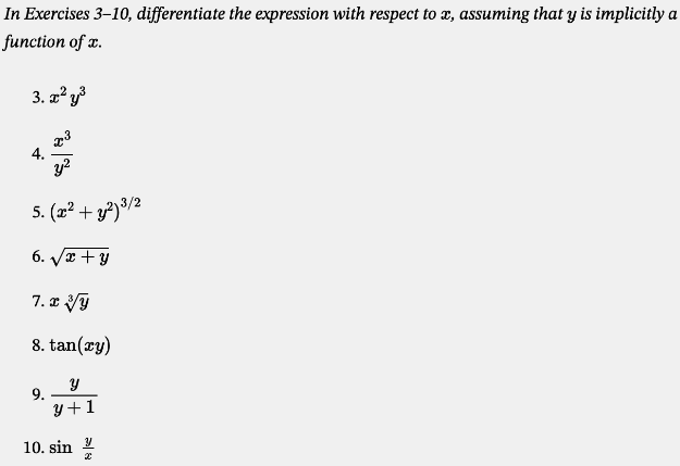 Solved In Exercises 3−10, differentiate the expression with | Chegg.com