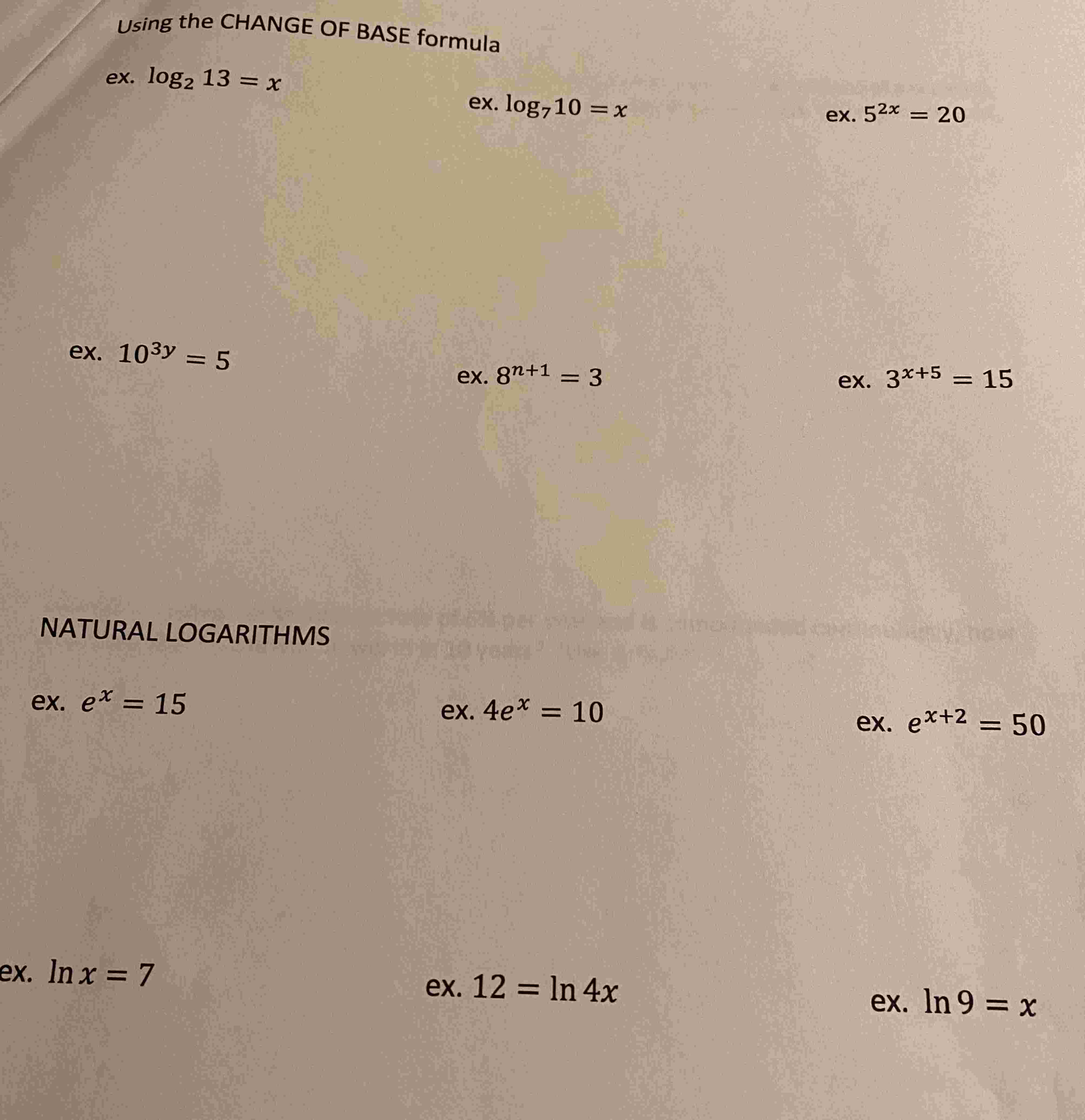 Solved Using the CHANGE OF BASE | Chegg.com