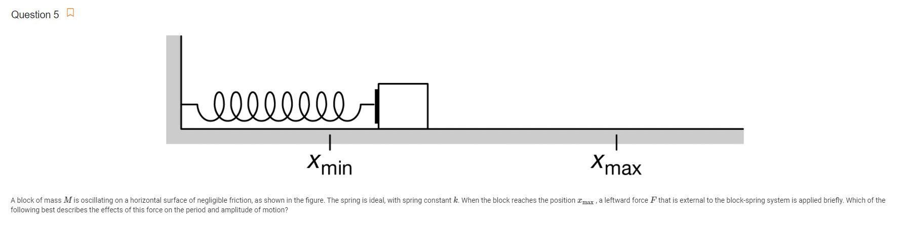Solved Question 5 A ecolo llllllll Xmin Xmax A block of mass | Chegg.com
