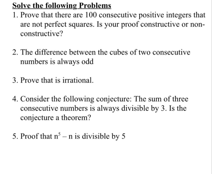 Solved Solve the following Problems 1. Prove that there are | Chegg.com