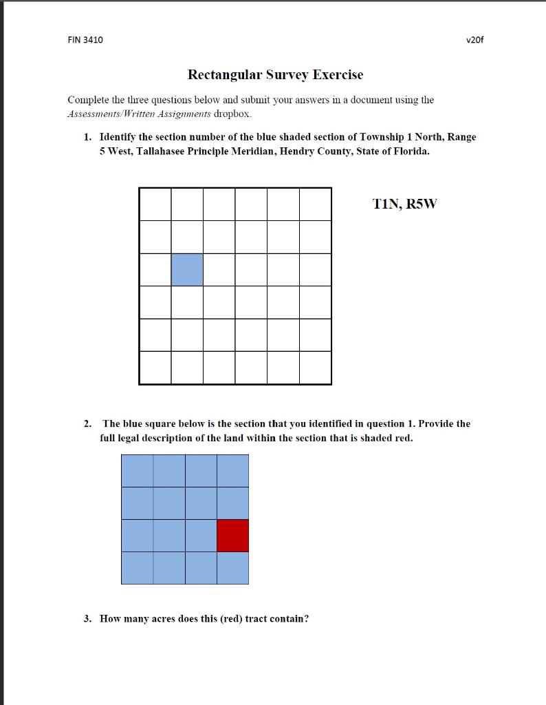 Solved FIN 3410 V20f Rectangular Survey Exercise Complete | Chegg.com