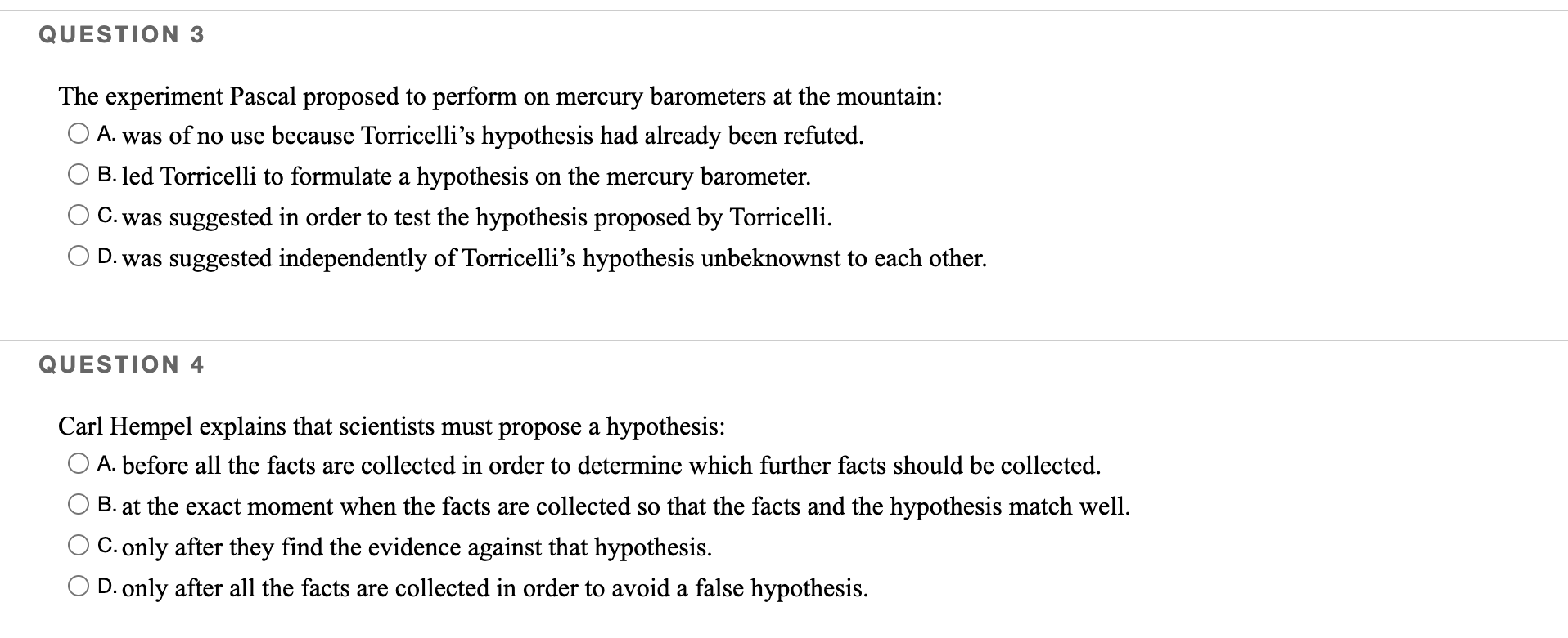 Solved QUESTION 3 The experiment Pascal proposed to perform | Chegg.com